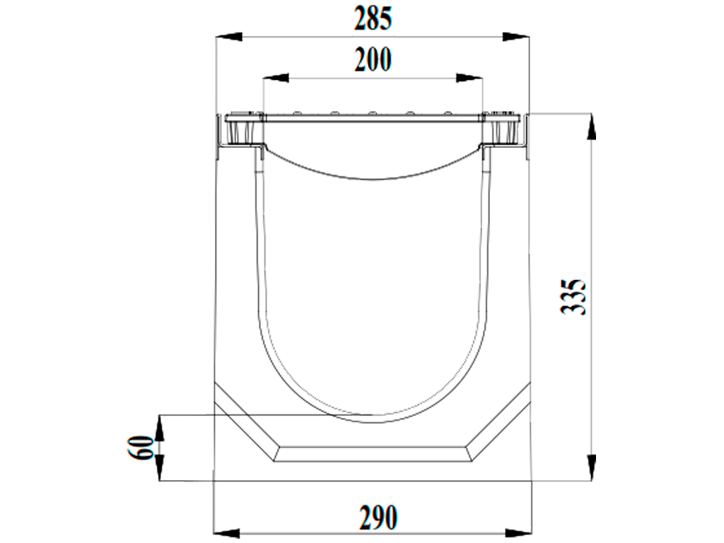 Rigola carosabila BETOMAX DN200 H335, din fibrobeton, dotată cu gratare din fontă ductilă clasa ...