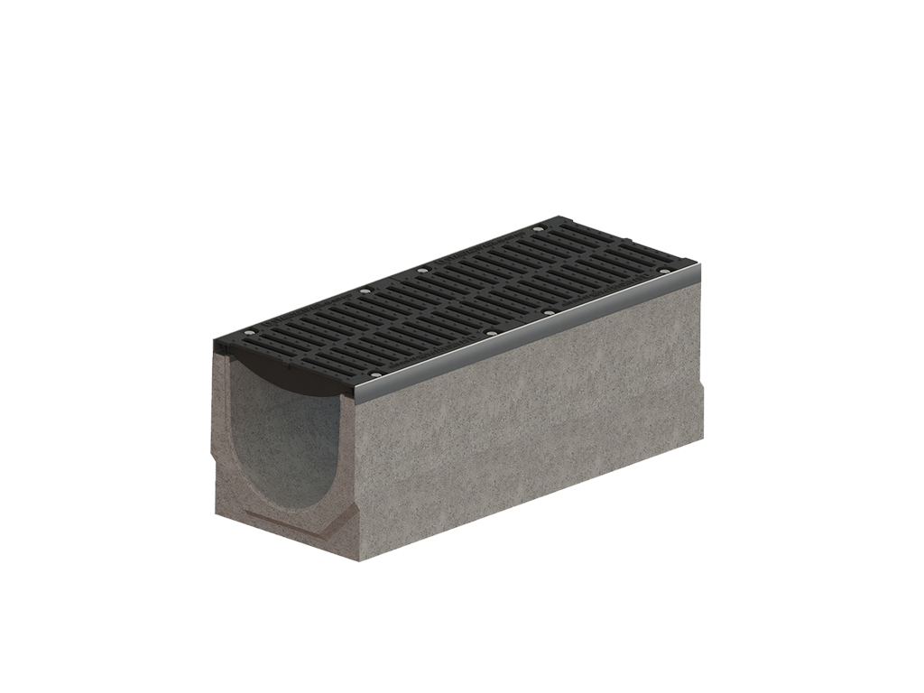 Rigola carosabila BetoMax DN300 H360 din fibrobeton, dotată cu gratare din fontă ductilă clasa ...