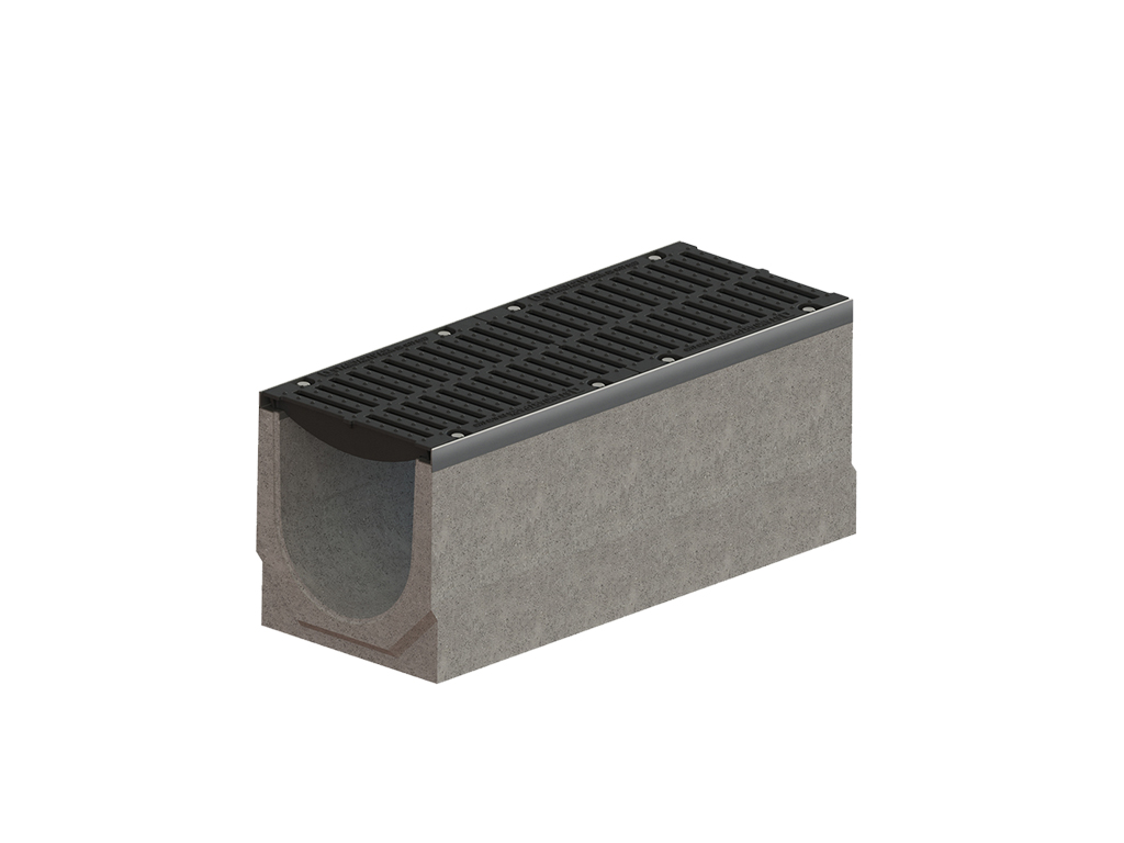 Rigola carosabila BetoMax DN300 H410 din fibrobeton, dotată cu gratare din fontă ductilă clasa ...