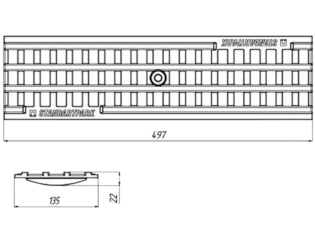 Gratar pluvial din plastic Basic DN100 A15 (500x135x22) - vodaland.md